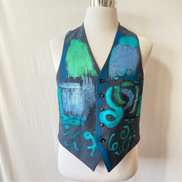 Vintage | Suits & Blazers | Wearable Art Painted Waistcoat Vest | Poshmark